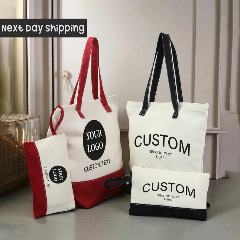 Custom Logo Cotton Tote Bag, Personalized Text, Business Branding - Etsy