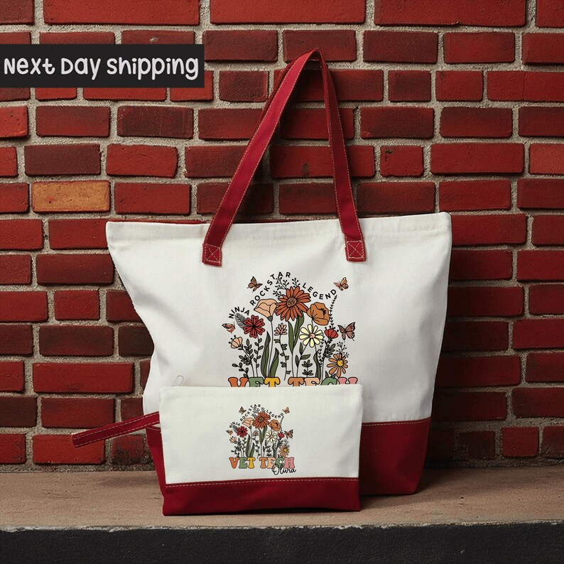 Personalized Vet Tech Tote Bag, Custom Name Veterinary Technician ...