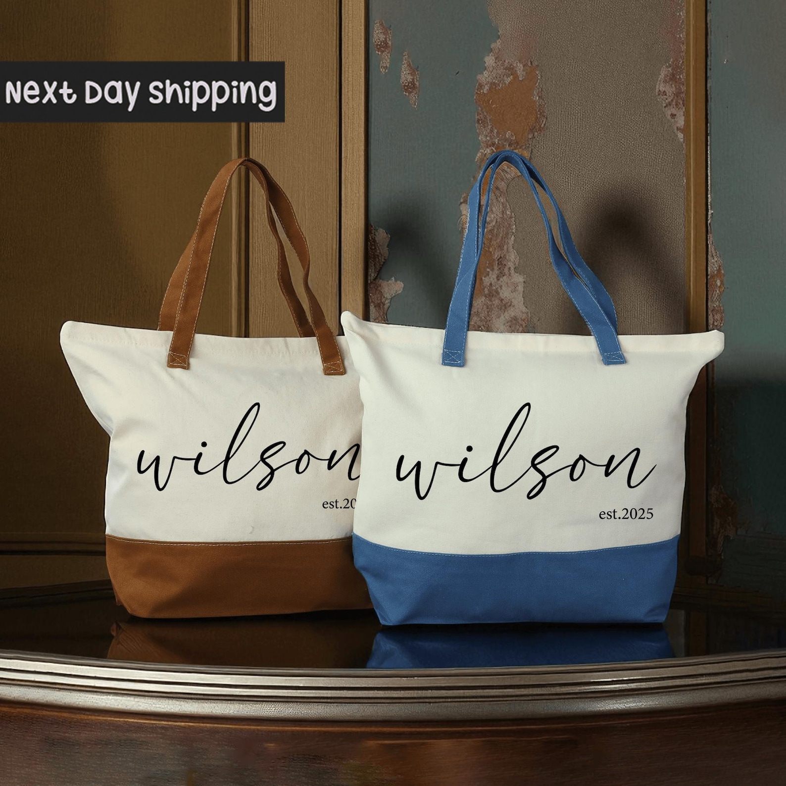 Custom Name Canvas Tote Bag: Personalized Monogrammed Gift - Etsy