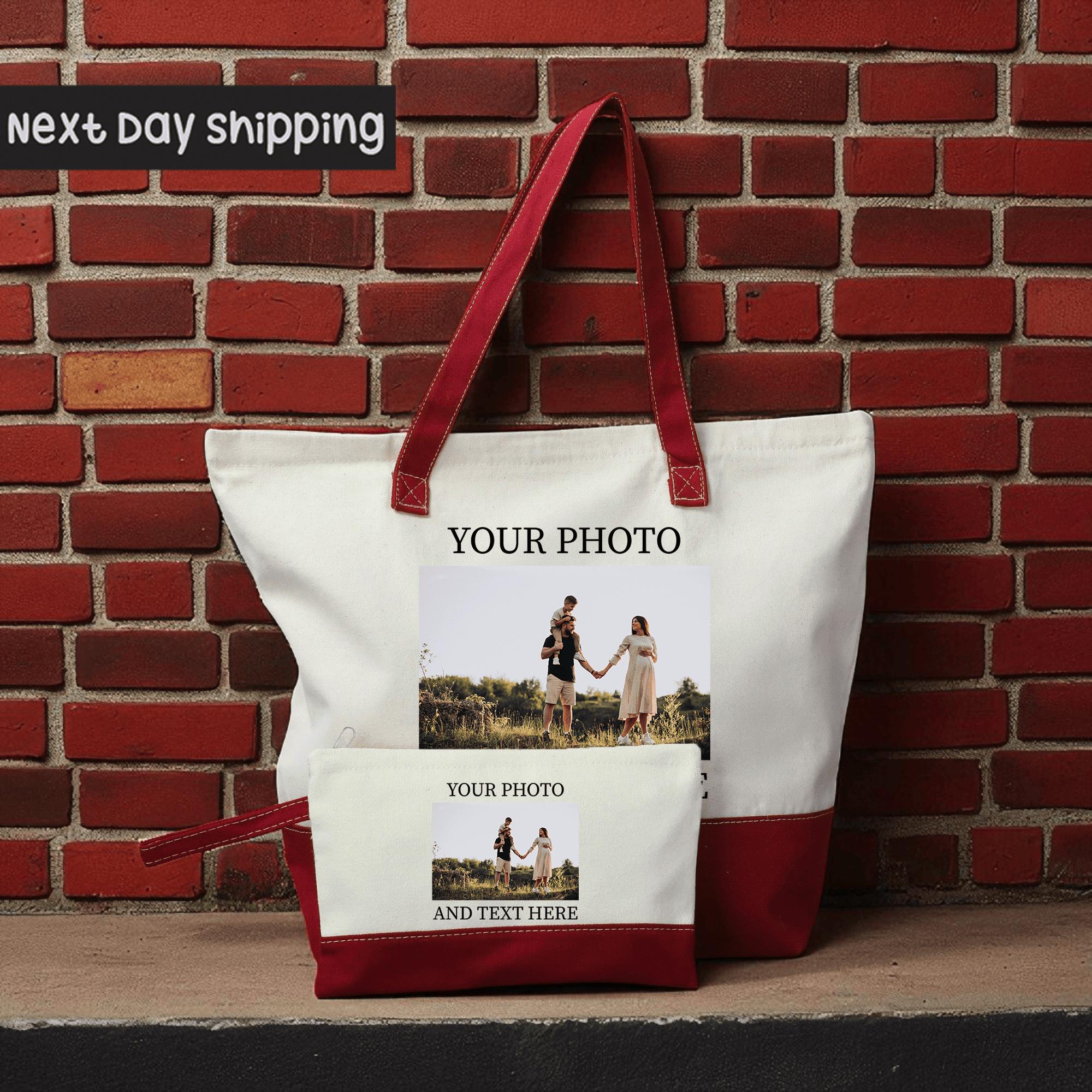 Custom Photo Tote Bag – Personalized Picture & Text Tote, Custom Gift ...