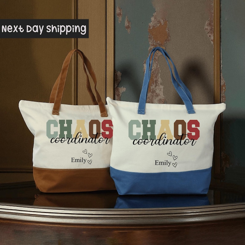 Personalized Chaos Coordinator Tote Bag: Funny Canvas Organizer - Etsy