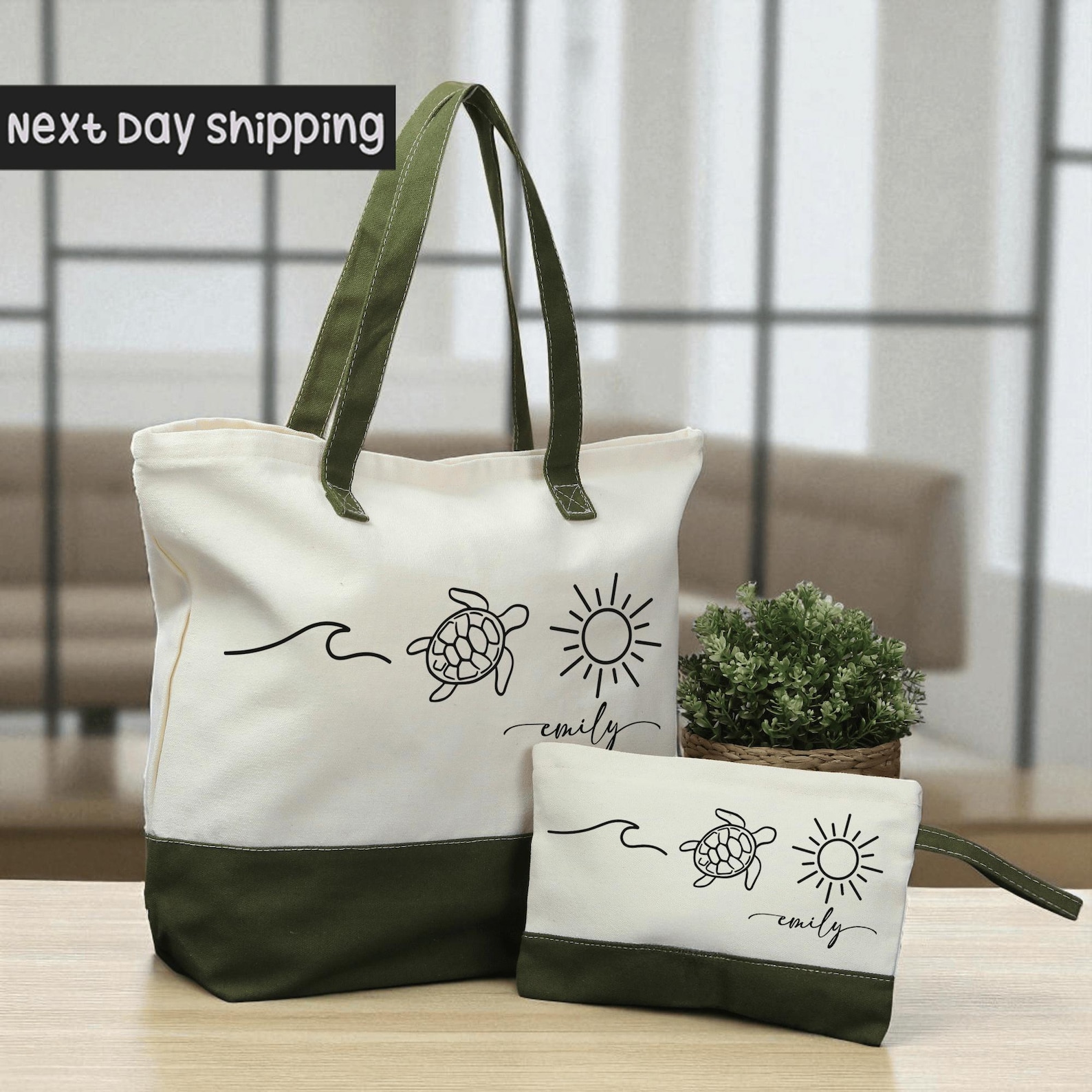 Personalized Sun & Sea Tote Bag: Coastal Beach Carryall - Etsy