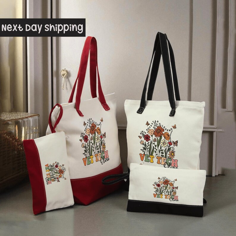 Personalized Vet Tech Tote Bag, Custom Name Veterinary Technician ...
