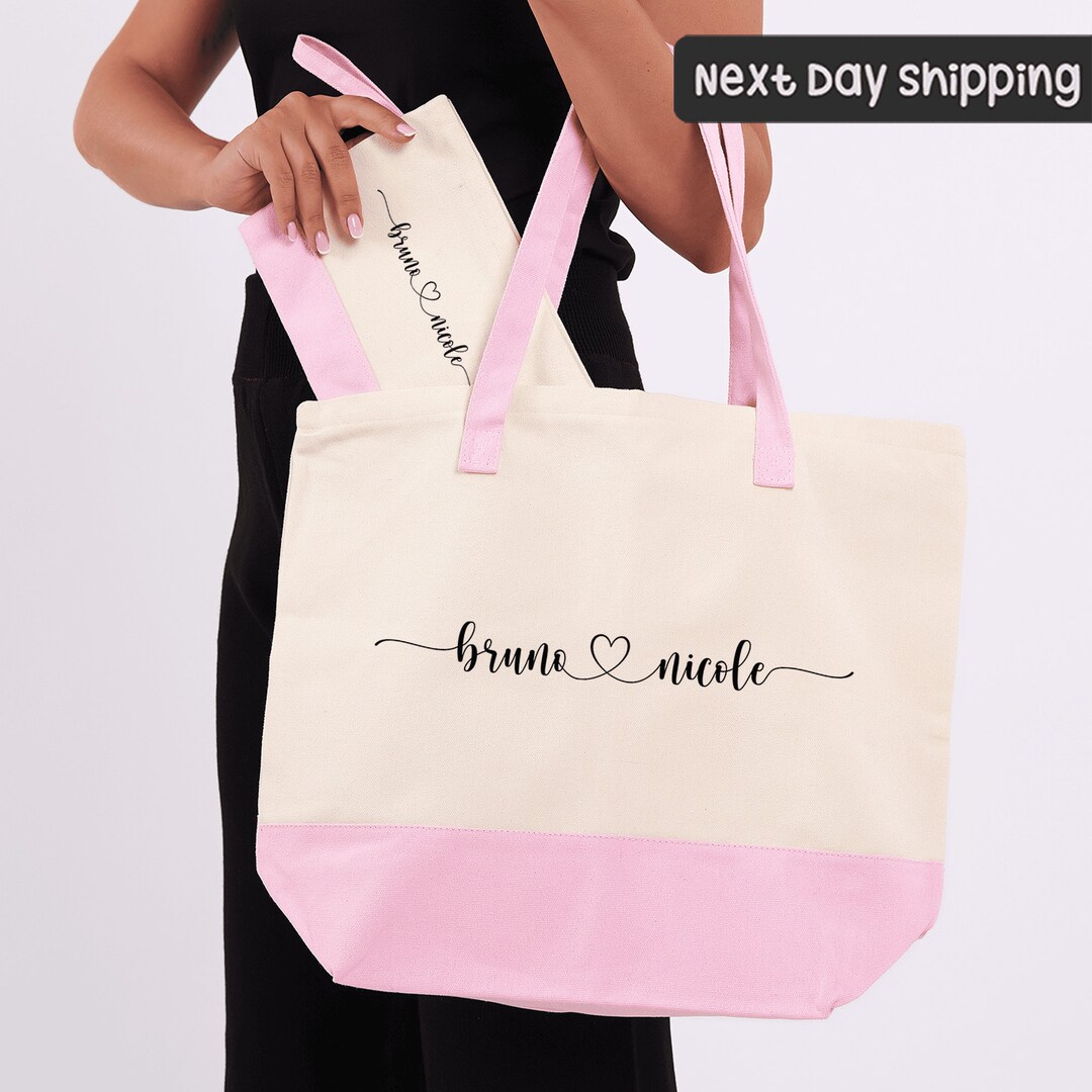 Custom Couple Name Tote Bag, Personalized Couple Tote Bag, Canvas Tote ...