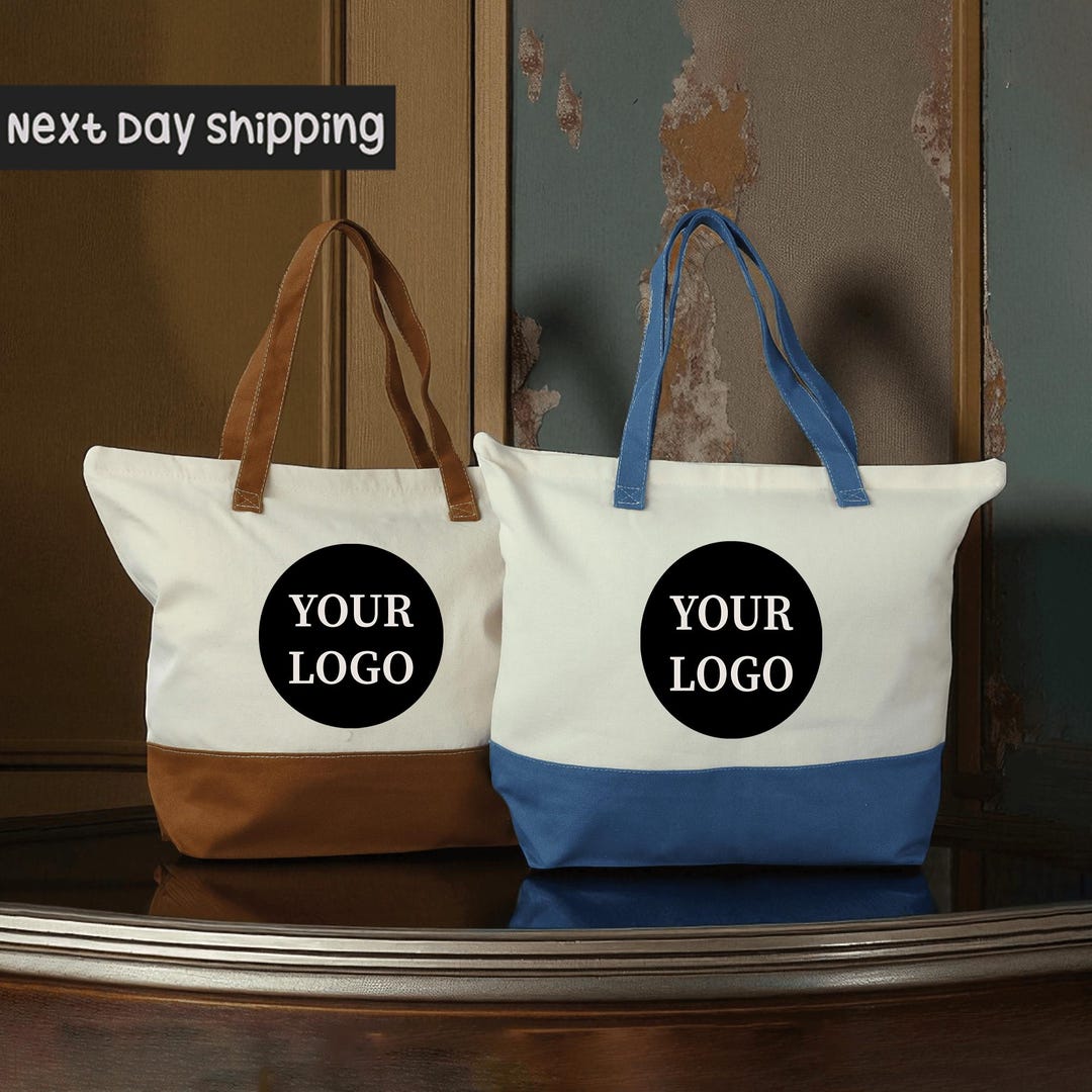 Custom Logo Cotton Tote Bag, Personalized Text, Business Branding - Etsy