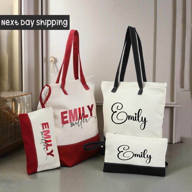 Personalized Canvas Tote Bag: Custom Name, Monogrammed Gift - Etsy