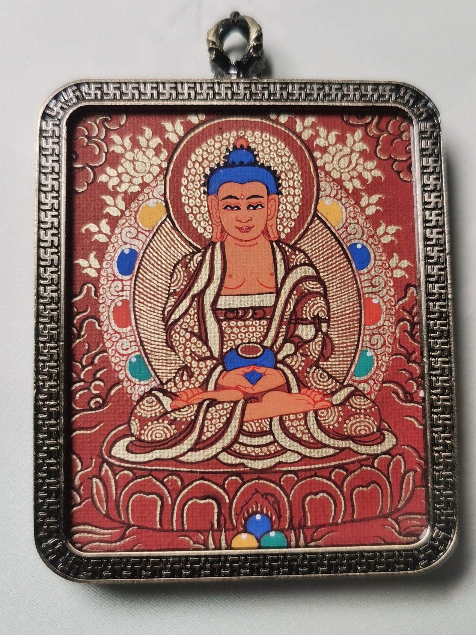 Amitabha red Tang Regong Thangka Tibetan Intangible Cultural Heritage ...