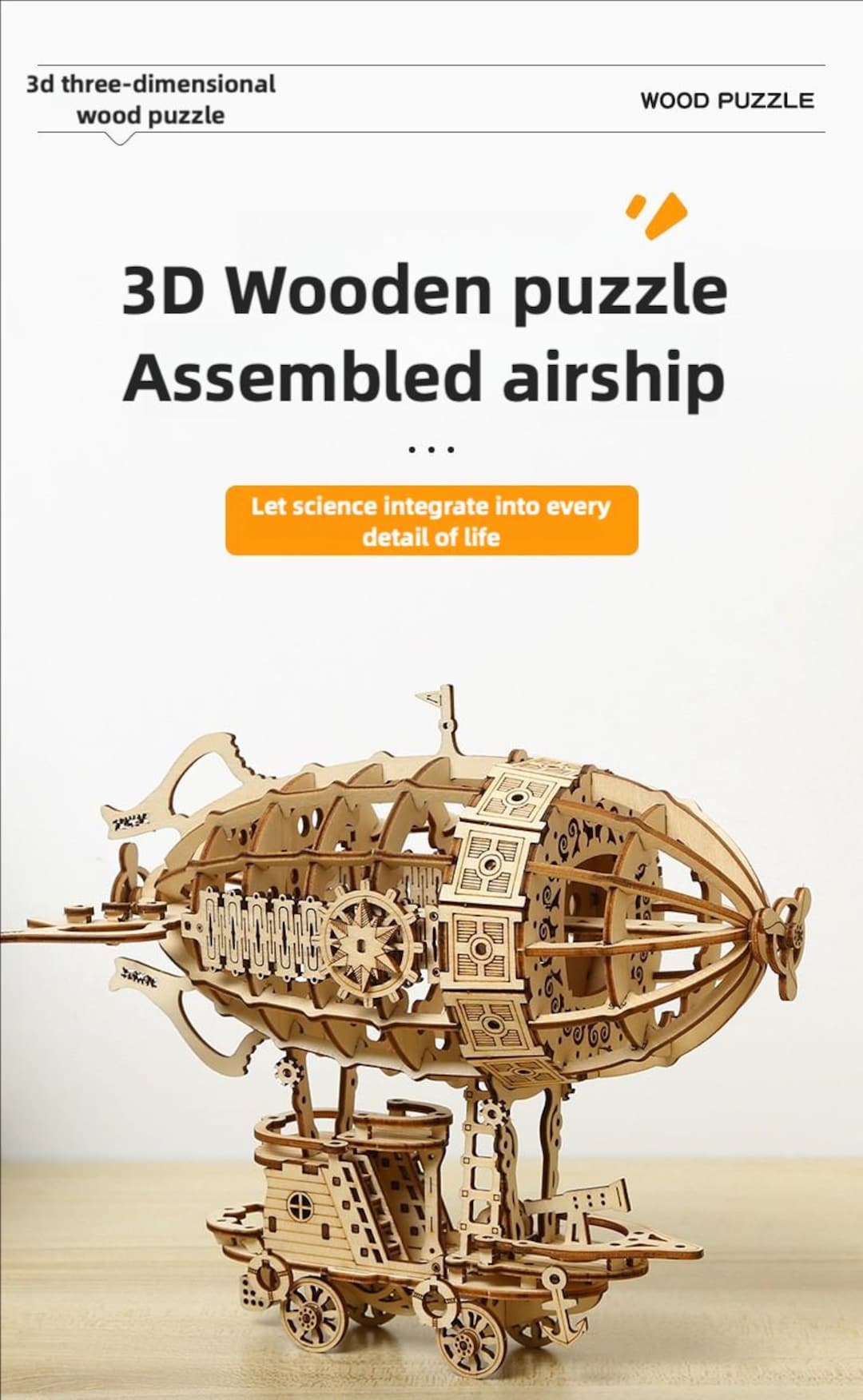3D Wooden Puzzle Assembly Airship – DIY Mechanical Steampunk Blimp ...
