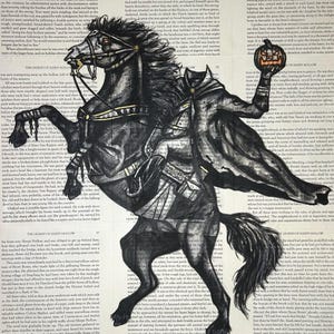 Legend of Sleepy Hollow (headless Horseman)(halloween)- Book Art - Etsy
