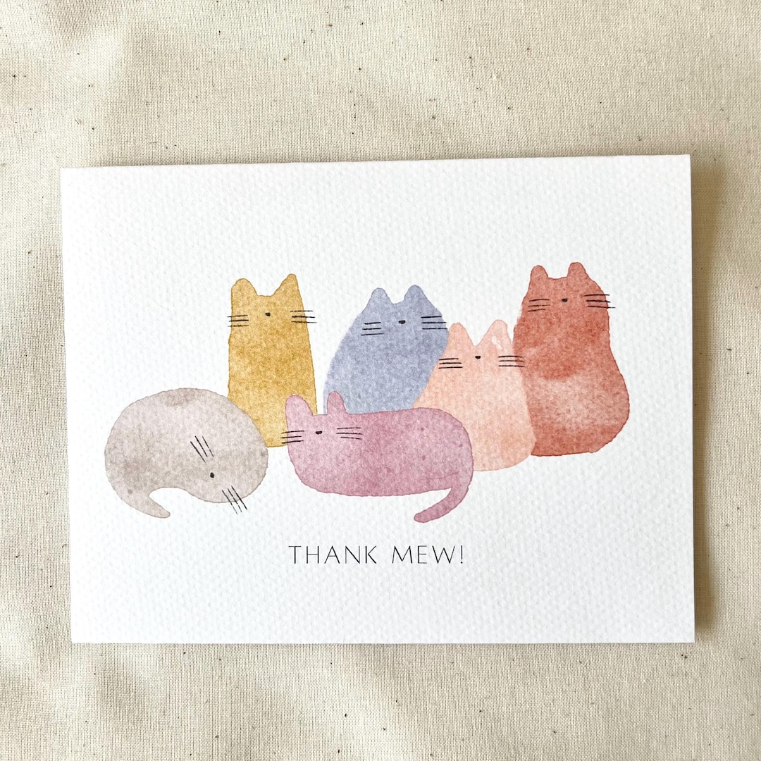 Thank Mew! Handmade Cats Thank You Greeting Card Teachers Appreciation ...