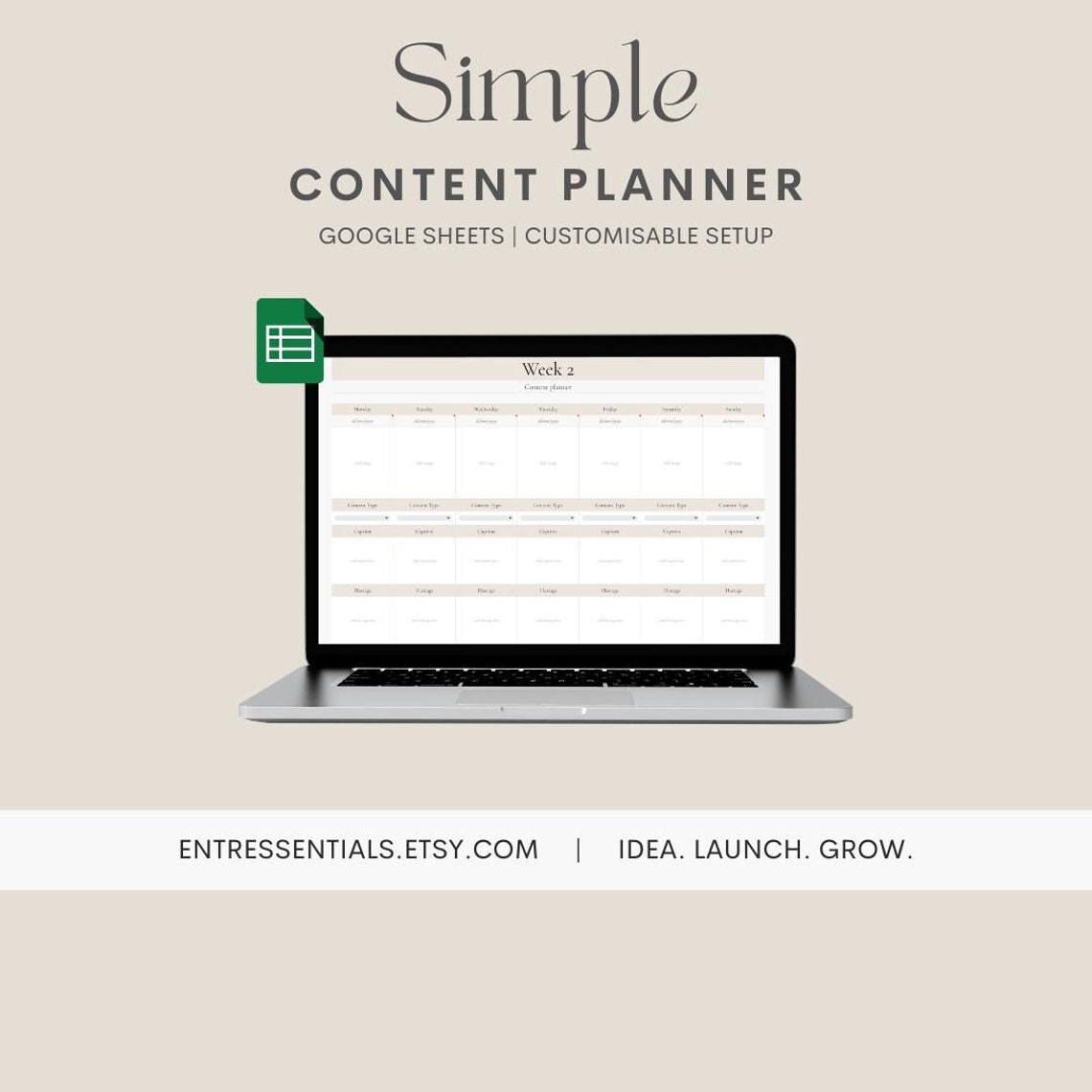 Content Planner Simple Google Sheets Planning Spreadsheet Calendar for Social Media, Post ...