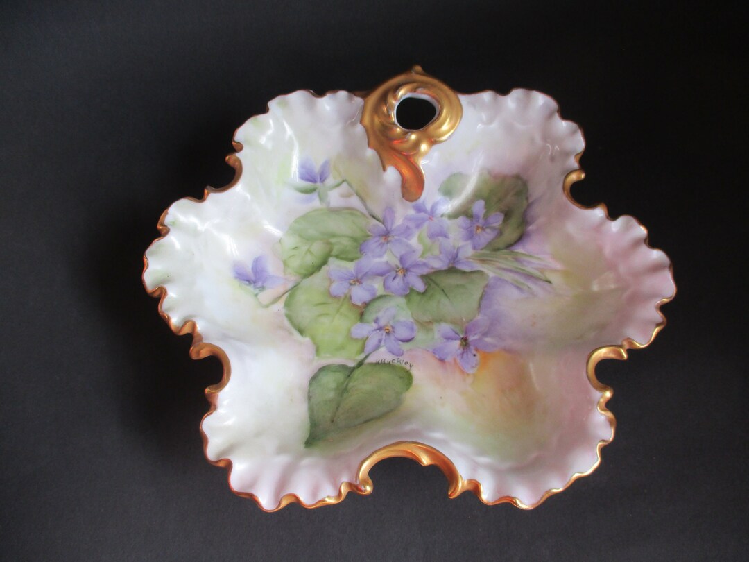 Violets Vintage Plate With Handpainted Violets Signed by Artist - Etsy