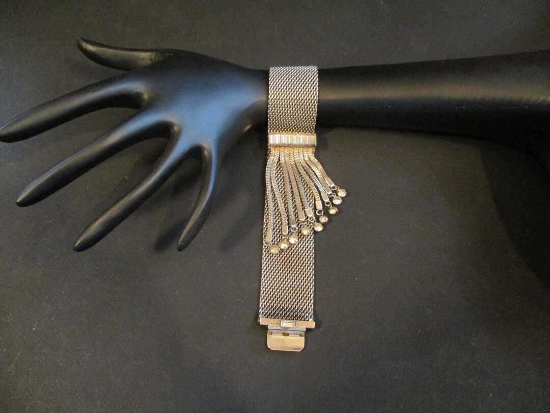Vintage Hobe' Mesh and Rhinestone Bracelet - Etsy