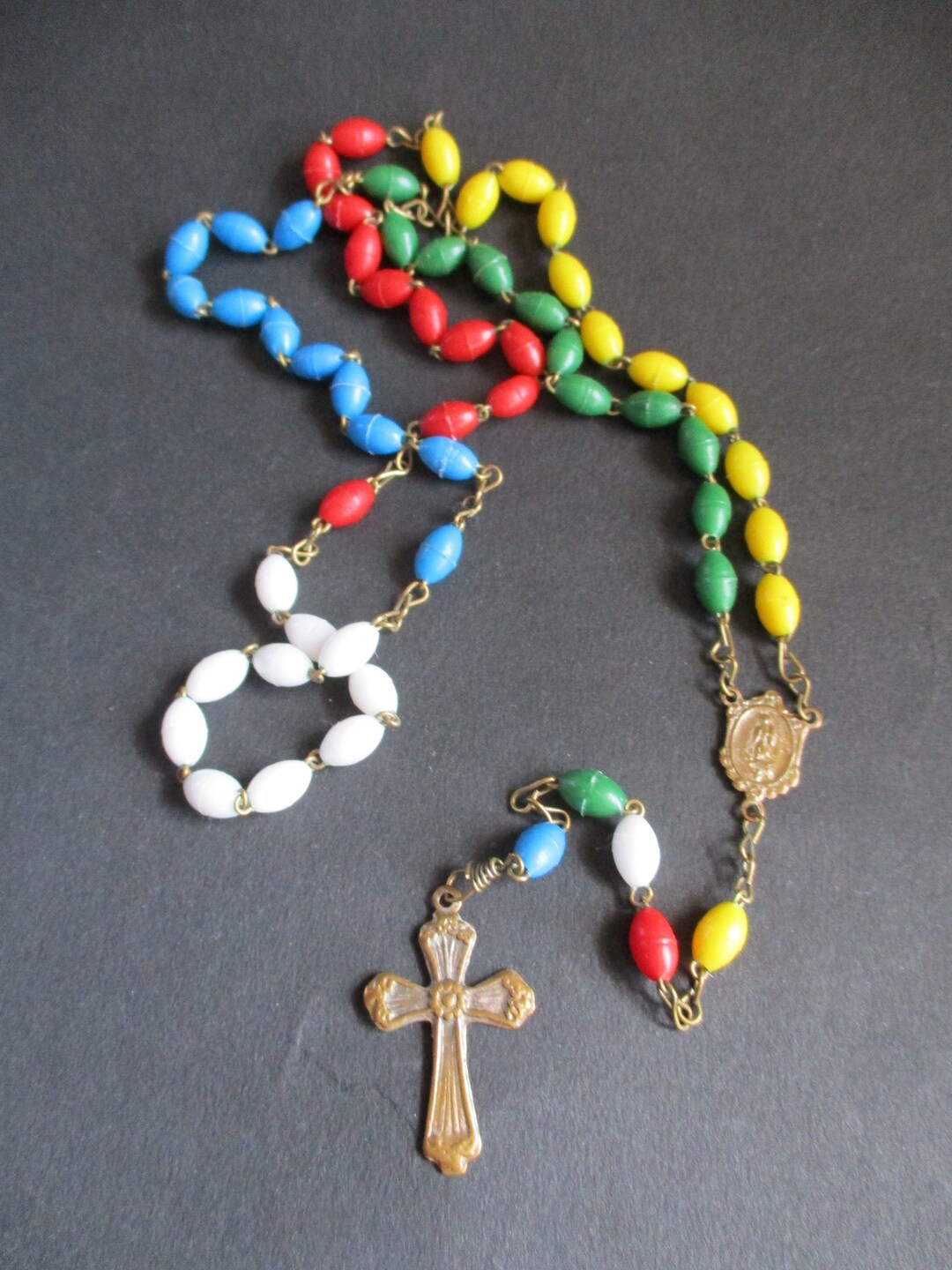 Vintage Rosary With Multicolored Beads Rainbow Rosary - Etsy