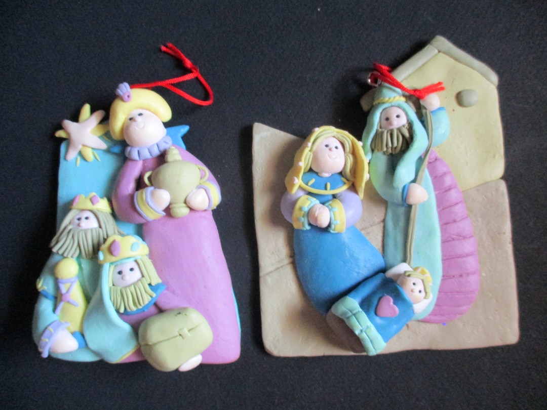 Pair of Handmade Fimo Nativity Ornaments Set of Two - Etsy