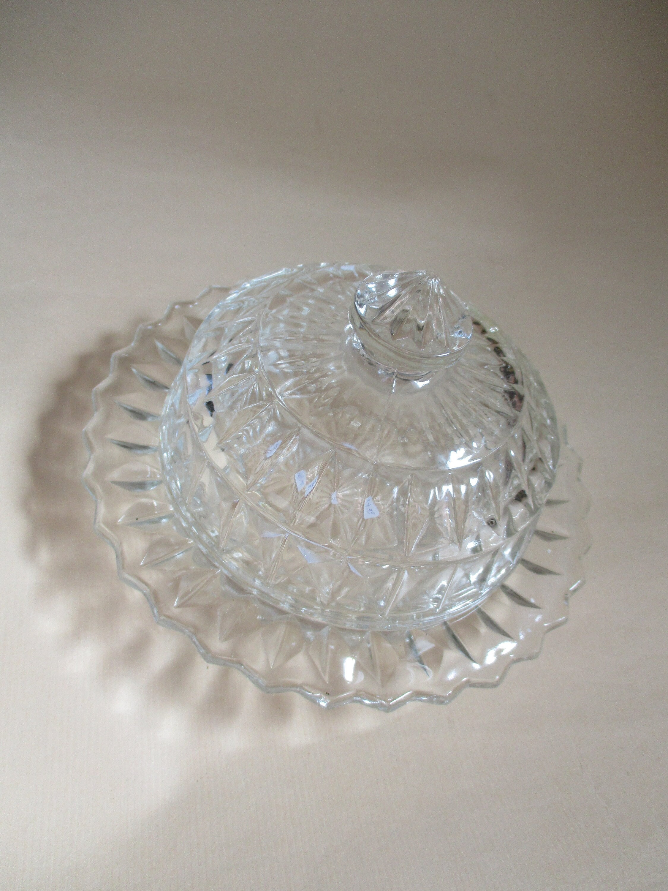 Vintage Pressed Glass Covered Container With Lid - Etsy
