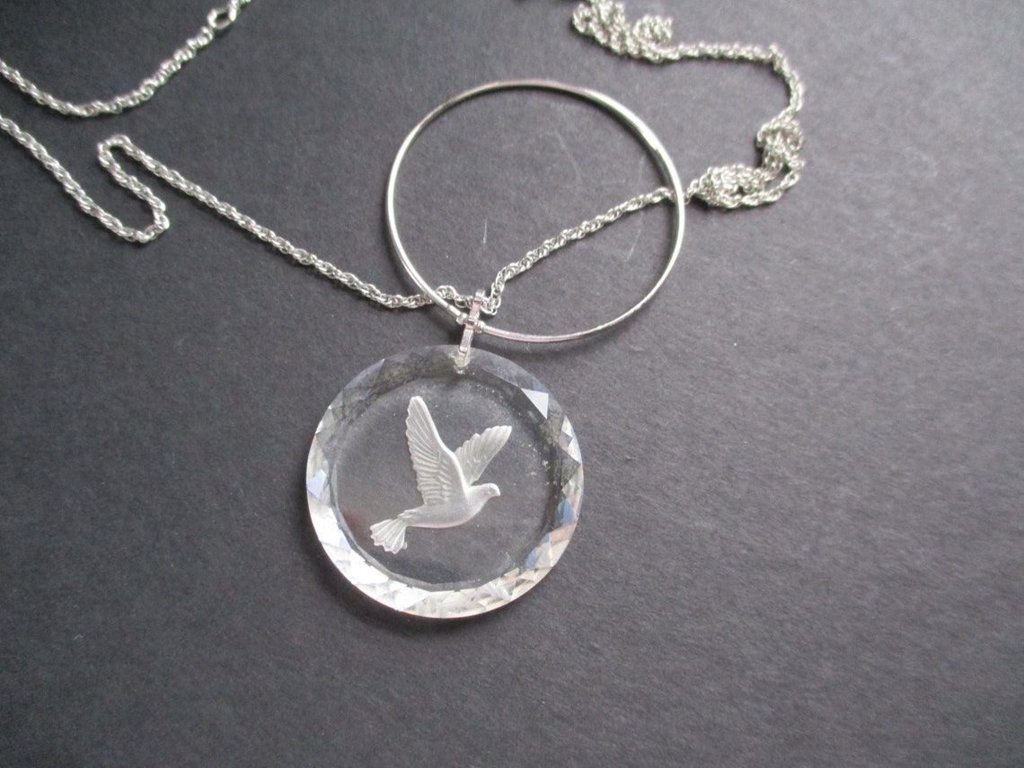 Vintage Hallmark Crystal Bird Necklace - Etsy