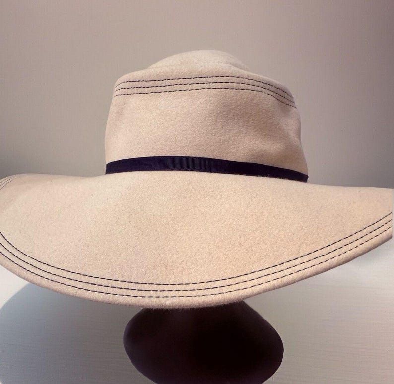Vintage André Canadian Felt Wide Brim Hat Cream Ivory Wool Montreal ...