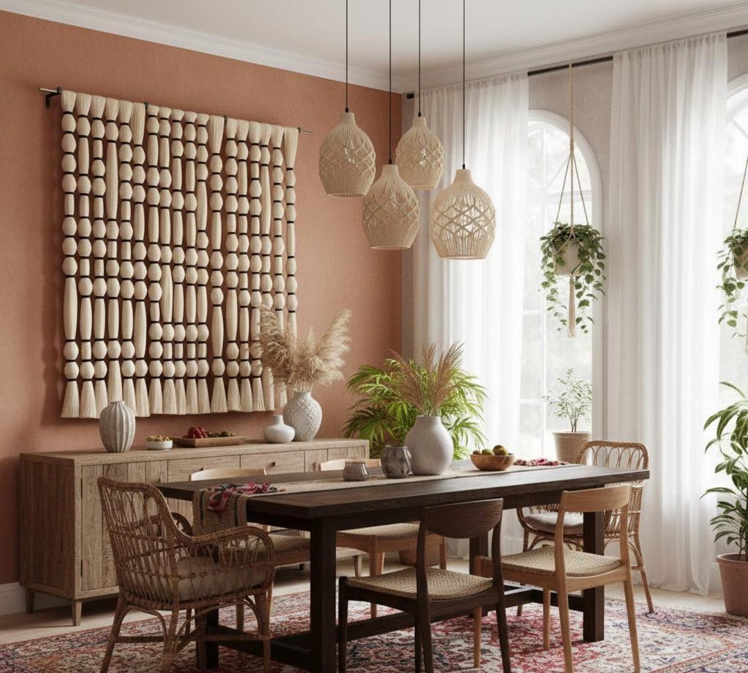Lamos Style Customizable Macrame Wall Hanging for Bohemian Home Decor ...