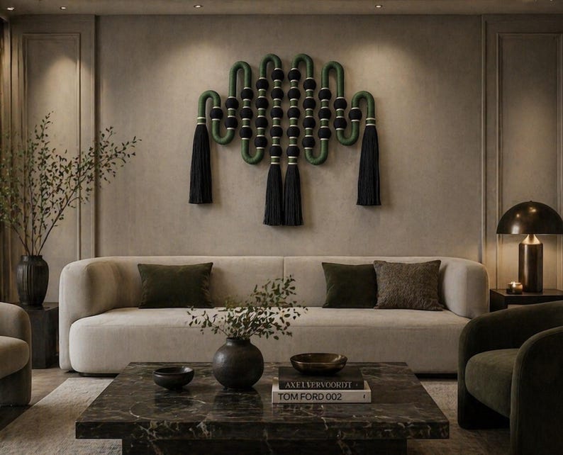Abstract Fiber Art Wall Sculpture, Boho Wrapped Rope Wall Hanging ...