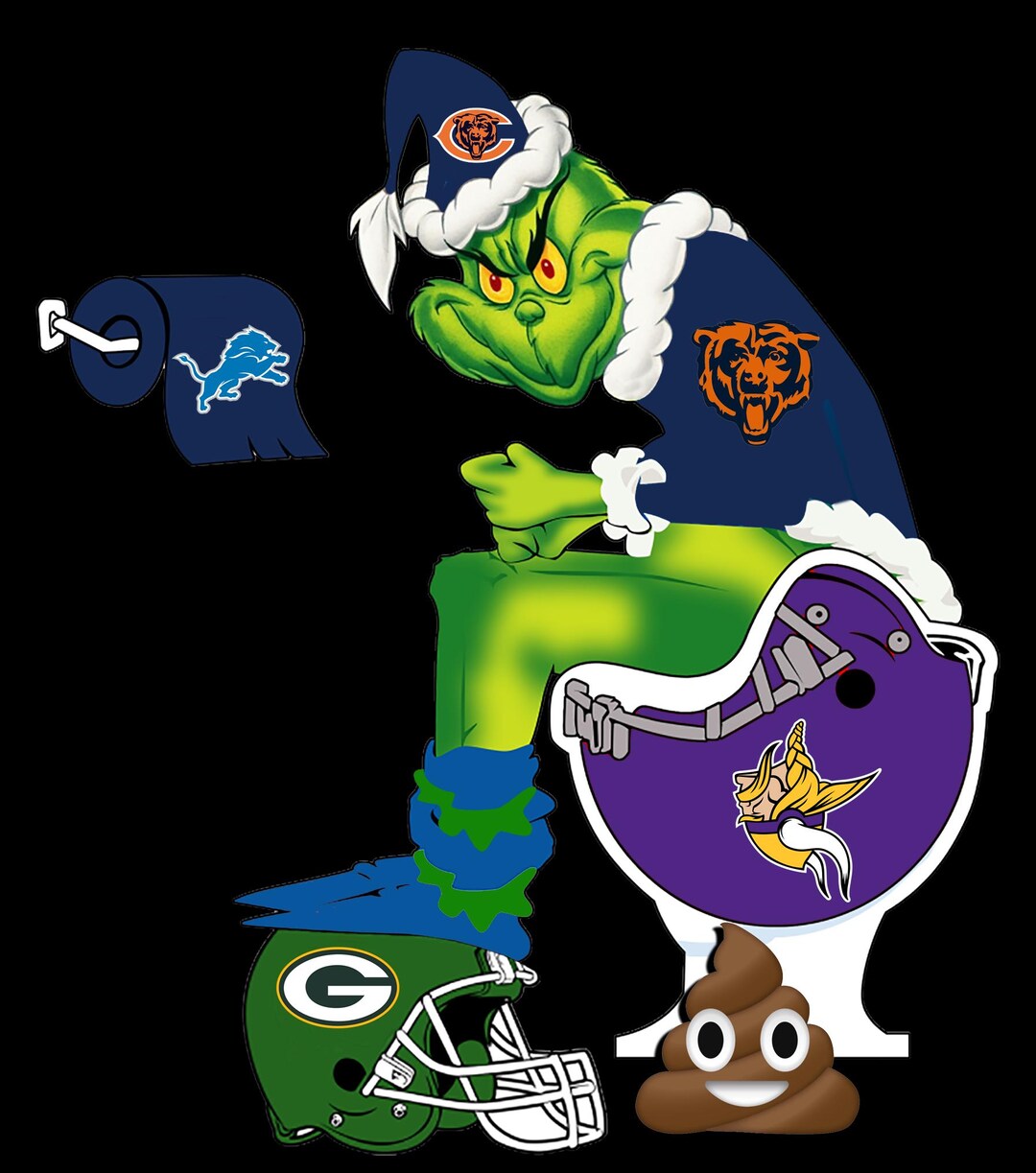 Grinch Christmas Nfl Team "grinch""nfl""team""gift" Football Nfl - Etsy