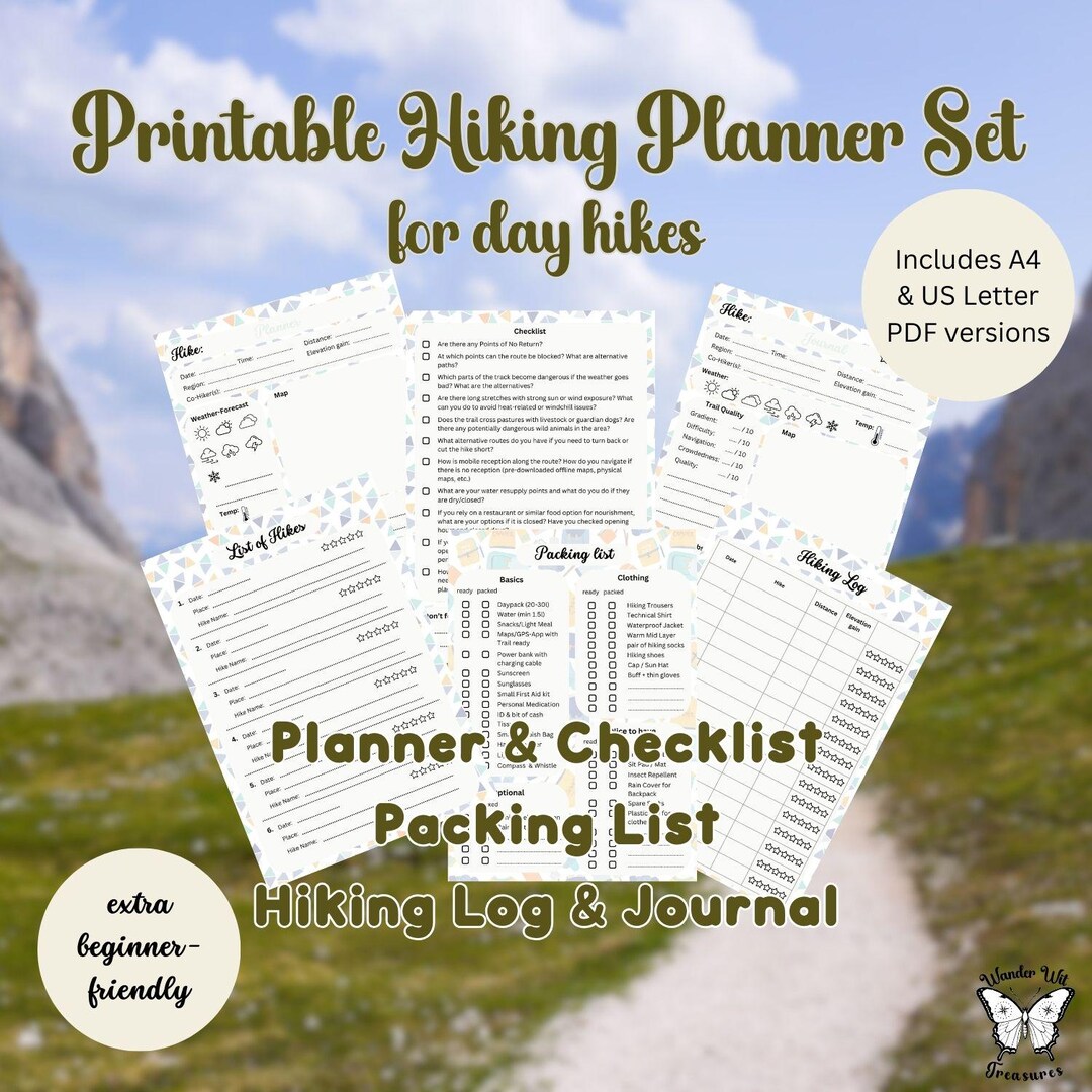 Printable Hiking Planner for Day Hikes – Journal, Packing List ...