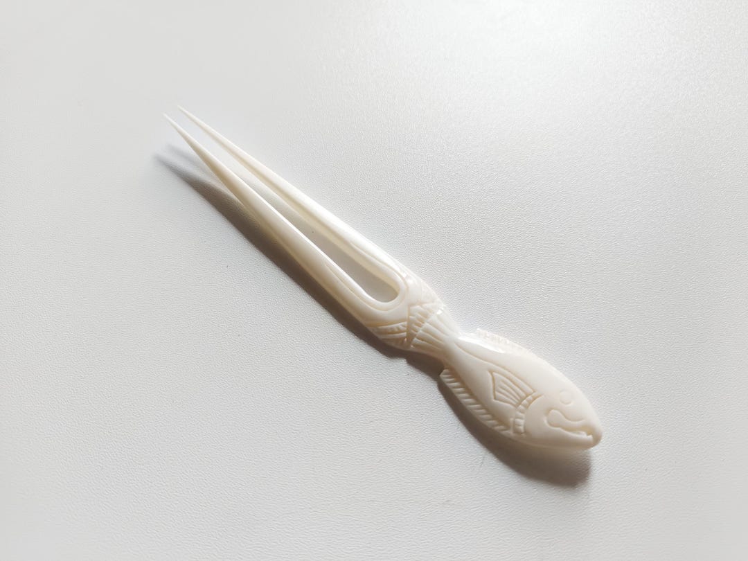 Bone Hair Stick 2 Prong , Carved Fish Bone Hair Fork - Etsy