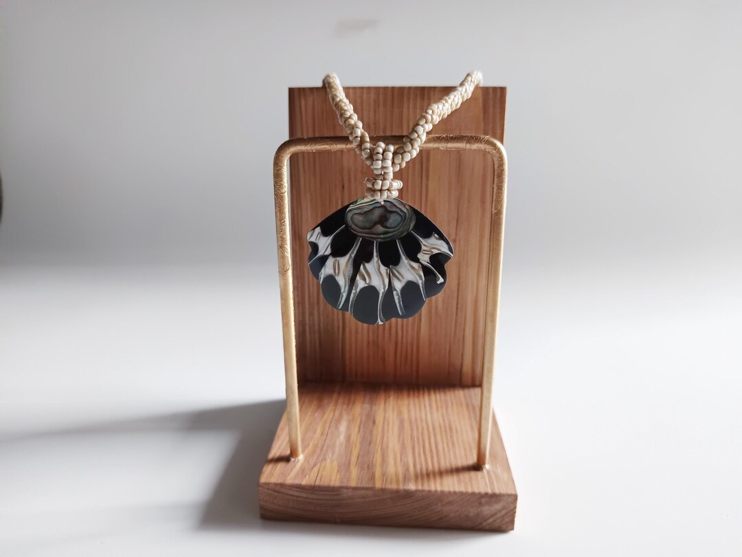Jumbo Fan Leaf Abalone Seashell Necklace - Abalone and Cone Shell ...