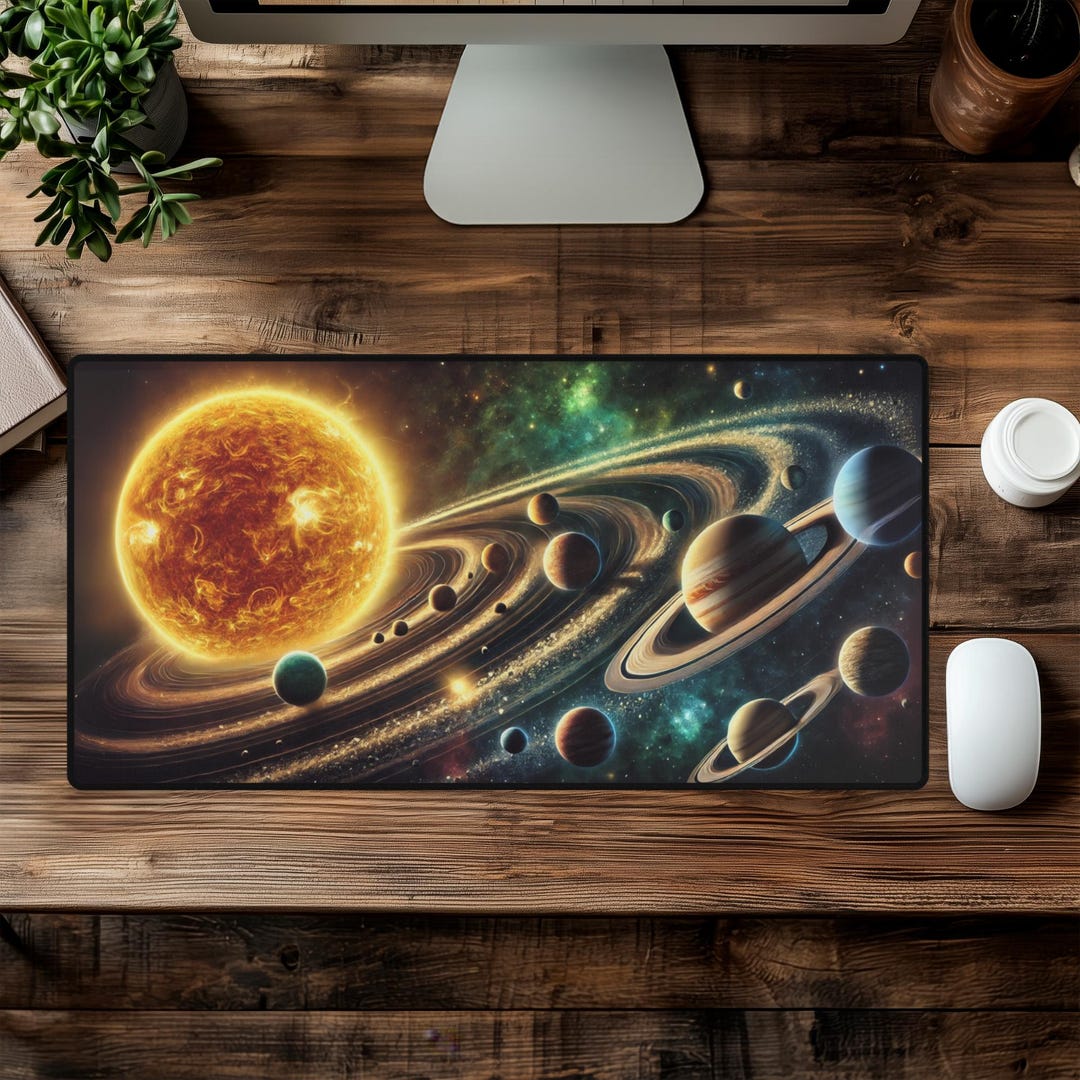 Solar System Desk Mat | Outer Space Galaxy Large Mouse Pad | Non-slip ...