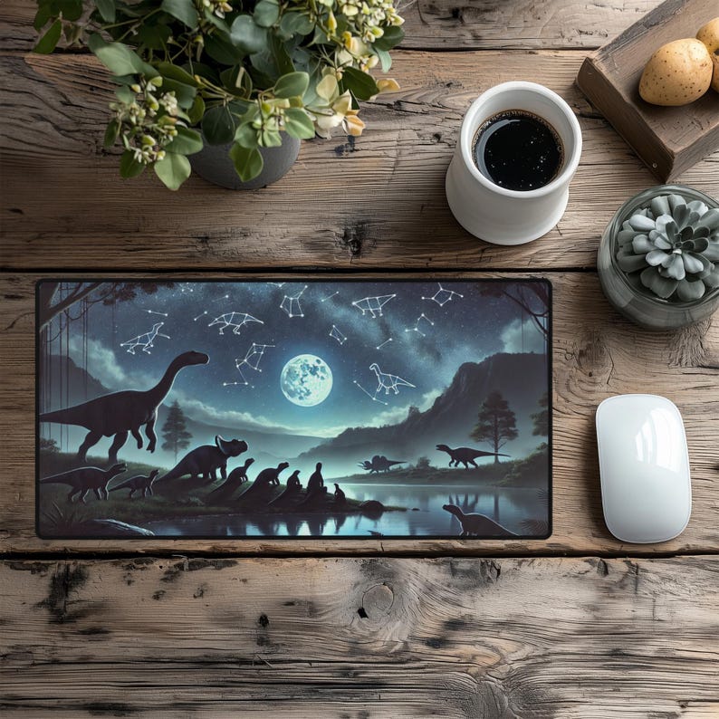 Dinosaur Night Sky Desk Mat - Constellation Design | Large Non-slip ...
