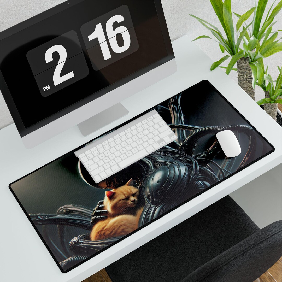 Xenomorph Alien Art | Cyberpunk Cat Desk Mat | Large Gaming Mouse Pad ...