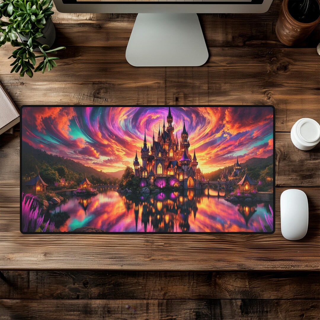 Fantasy Castle Desk Mat | Large Gaming Mouse Pad | Vibrant Castle Desk ...