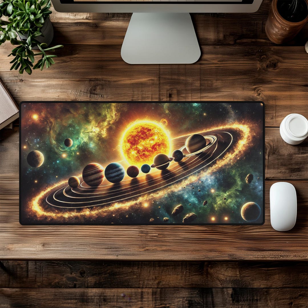 Solar System Desk Mat | Large Space Galaxy Mouse Pad | Non-slip Gaming ...