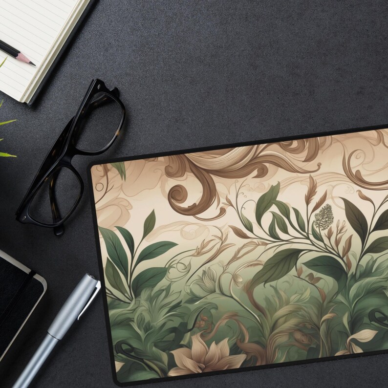 Large Botanical Desk Mat - Nature-inspired Floral Leaf Design ...