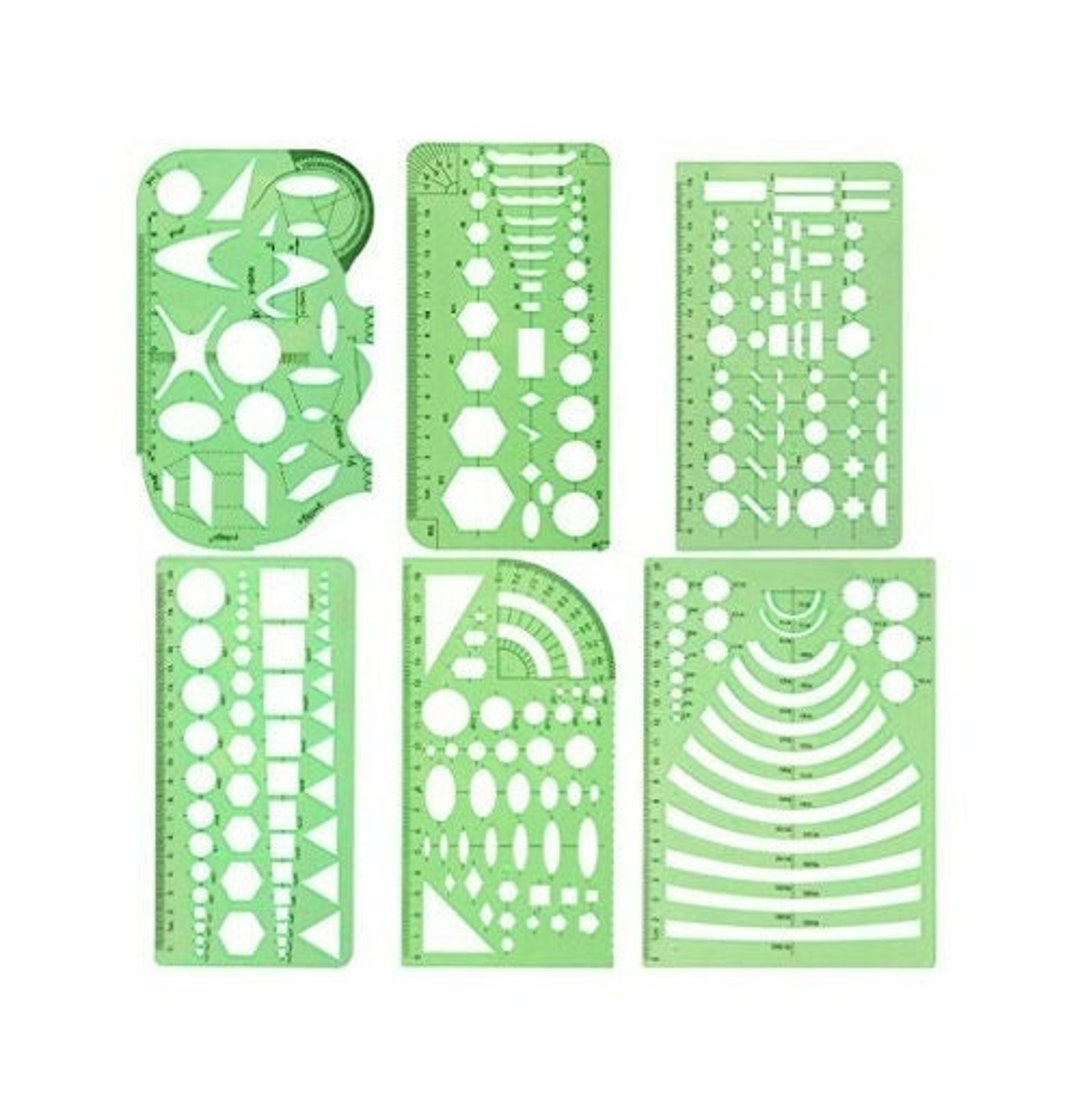 Set of 6 STENCIL Templates and Rulers for Math Science + Engineering ...