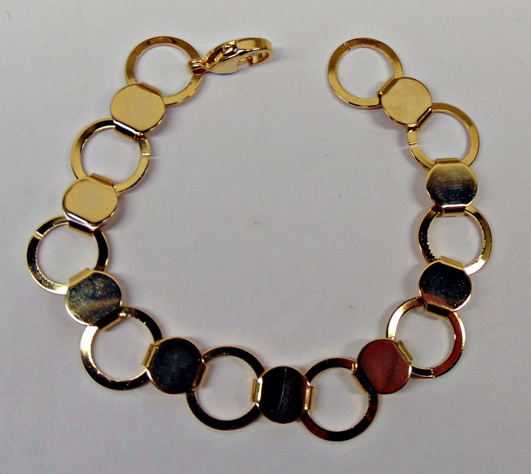 BRACELET BLANKS Forms ~ 9 Round PADS W/ Flat Connecting Loop Gold ...
