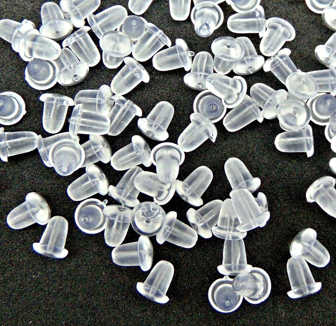 200 Clear Ear Nuts ~ Soft Bell Shape Earring Keeper Ear Backs 4mm X 5mm ...