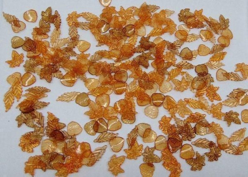 Small Autumn Leaves 50 or 100 ~ Transparent Acrylic Fall Leaf Colors ...