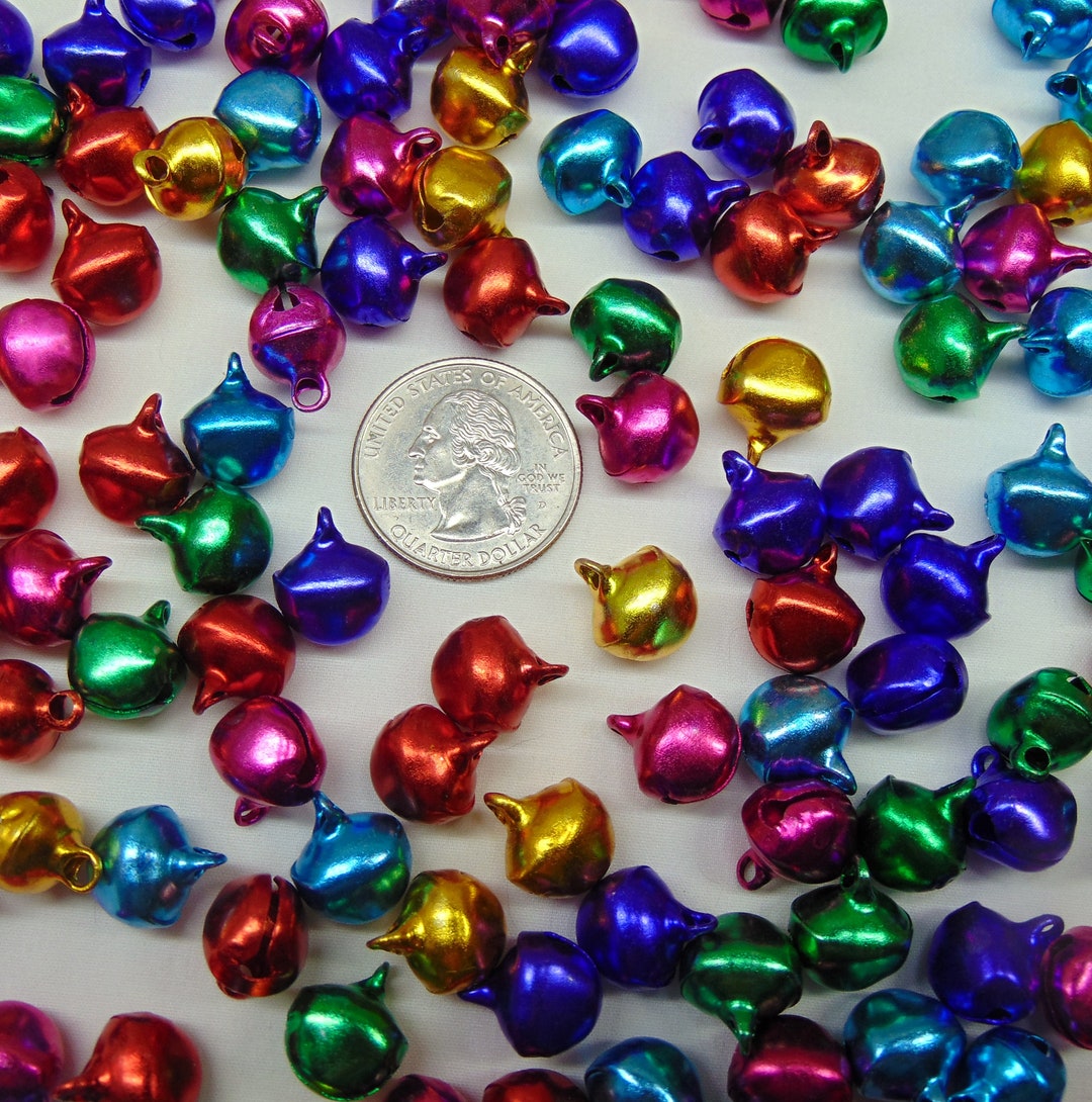 Colored JINGLE BELLS Bright Jewel Color Mix 12mm Drops Beads Charms ...