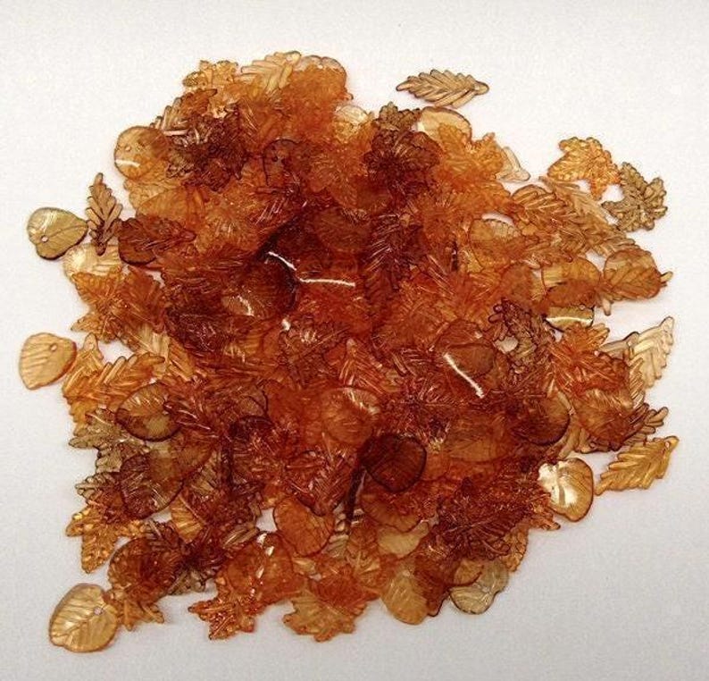 Small Autumn Leaves 50 or 100 ~ Transparent Acrylic Fall Leaf Colors ...