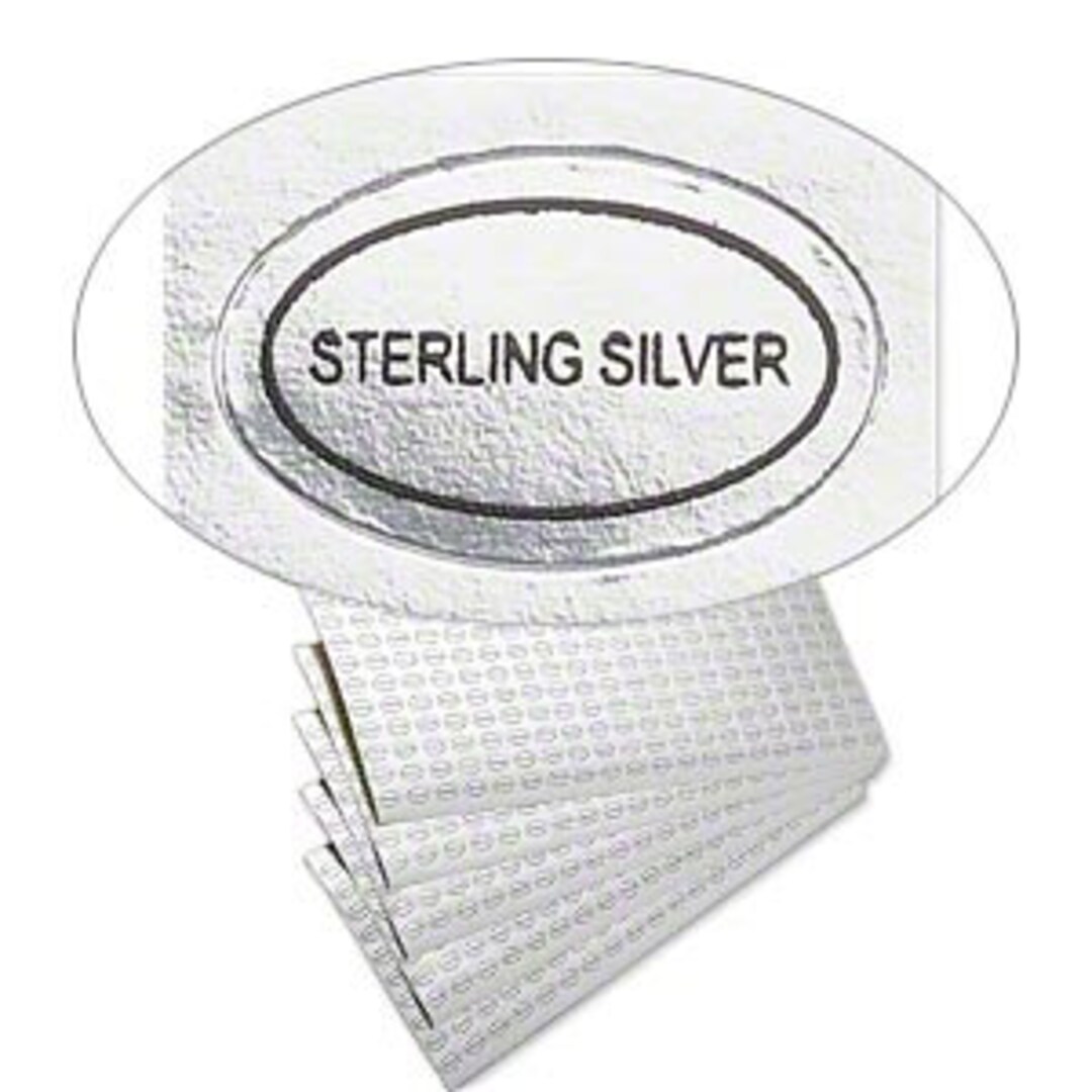 1,000 Adhesive Labels sterling Silver tags Oval 1/2 X 5/16 for Precious ...