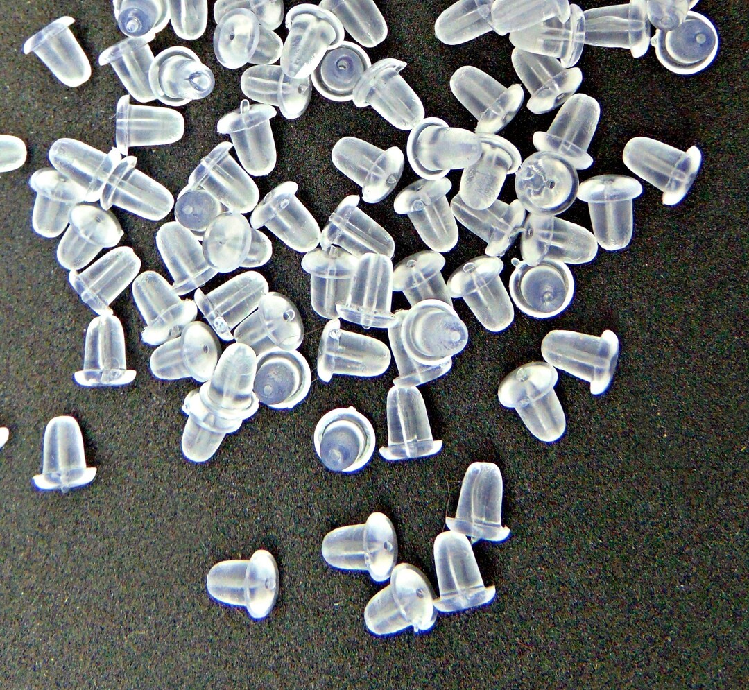 100 Clear Ear Nuts ~ Soft Bell Shape Earring Keeper Ear Backs 4mm X 5mm ...