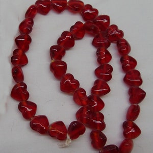 Wholesale Lot ~ 25 Strands RUBY RED Glass HEART Beads ~ 16" Length 11mm ...