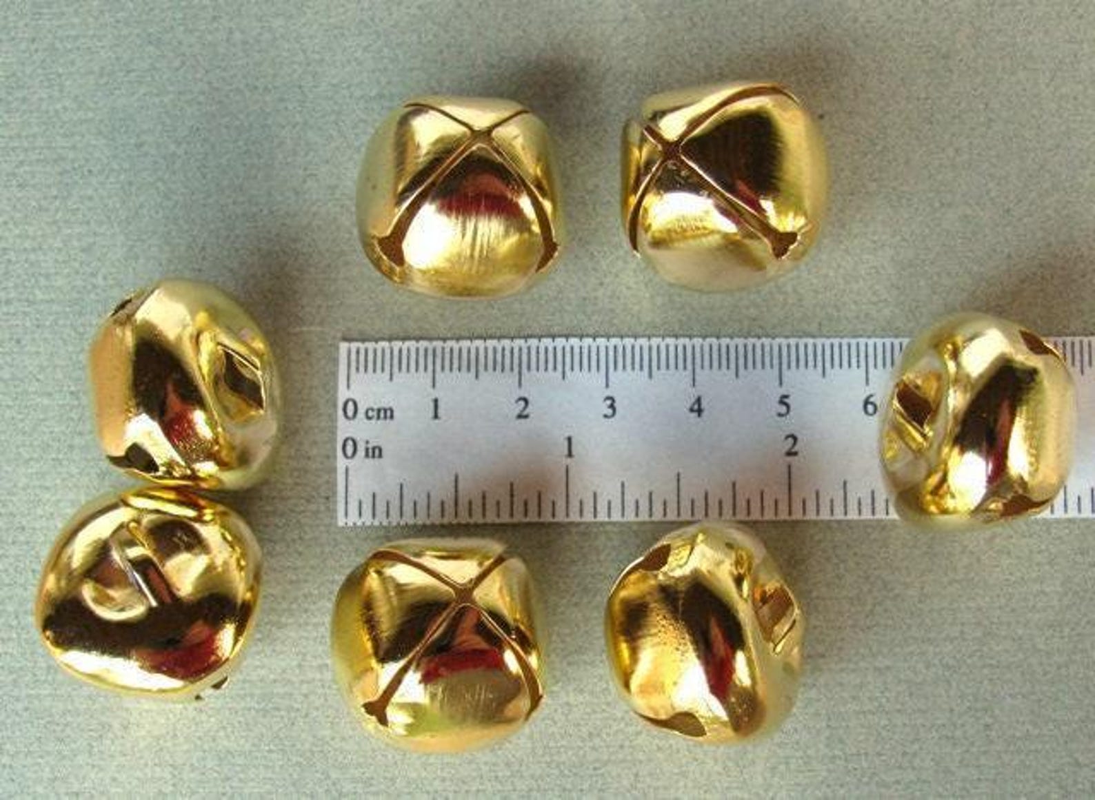 Gold Jingle Bells 3/4" X 1" / 20mm X 25mm W/ Top Loop Christmas Metal ...