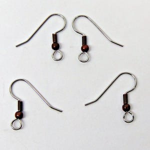 Stainless Steel Ear Wires W/ Antique Copper Ball + Coil ~ 3mm End Loop ...
