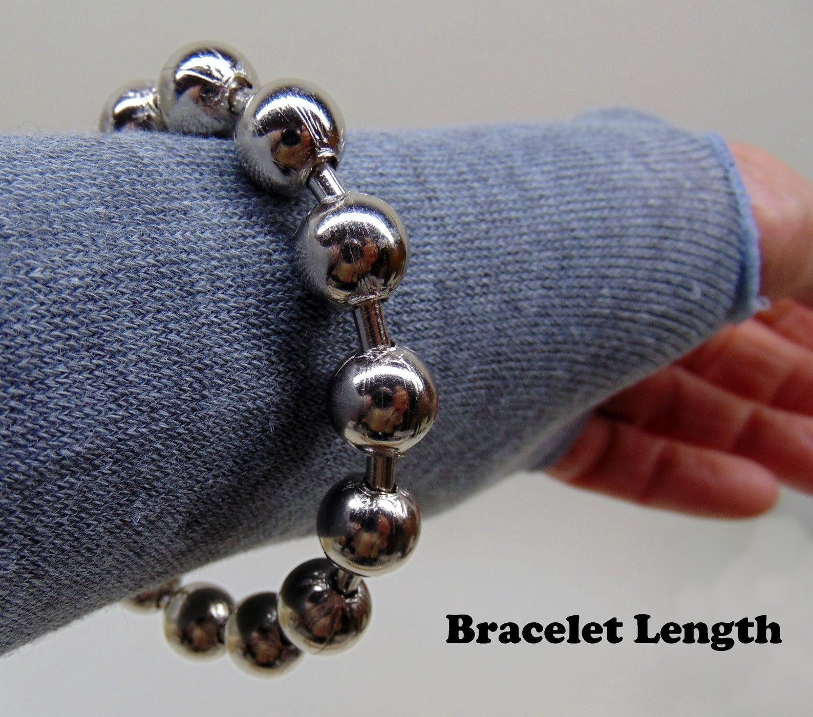 12mm Extra Large BALL Chain Necklace or Bracelets NPS Steel Beads 1/2 ...