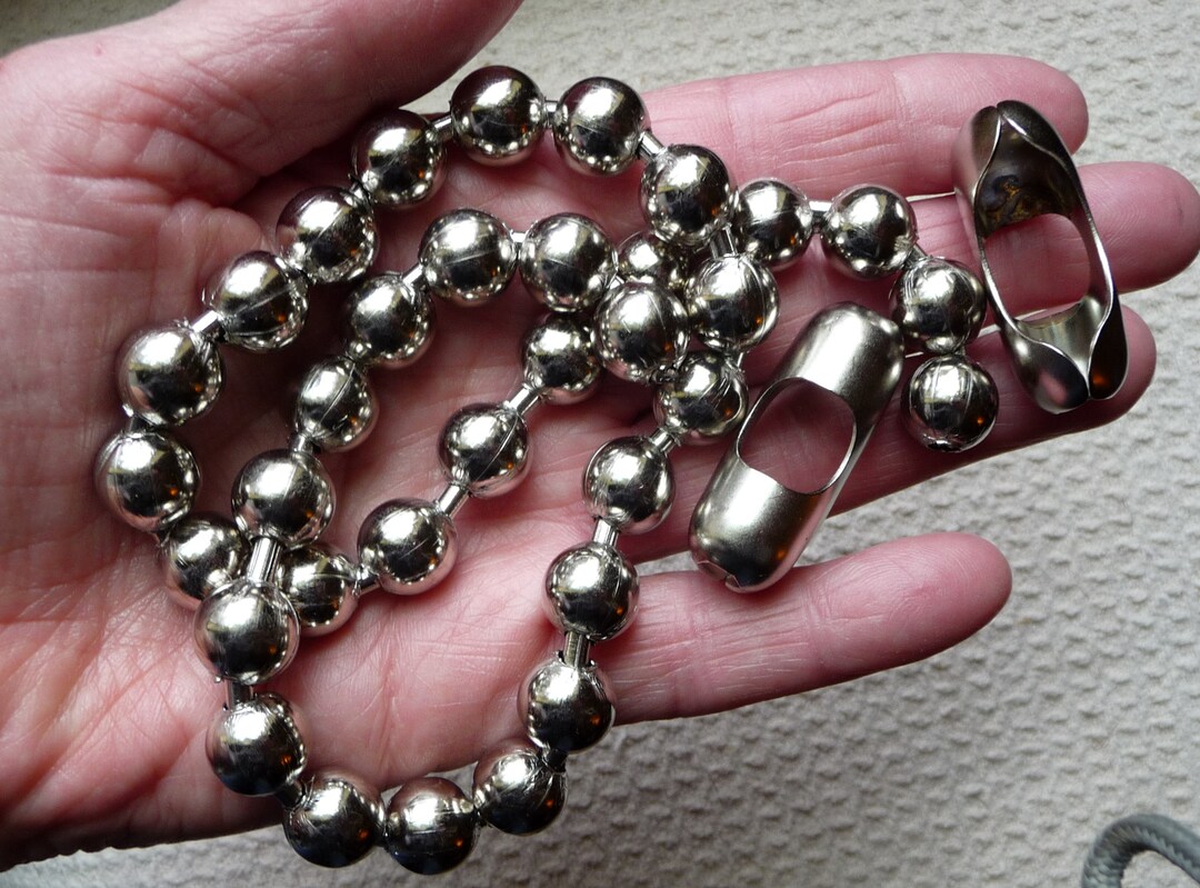 12mm STEEL BALL Bead CHAIN Sold By-the-foot ~ 1/2" Bead #30 Size Plus ...