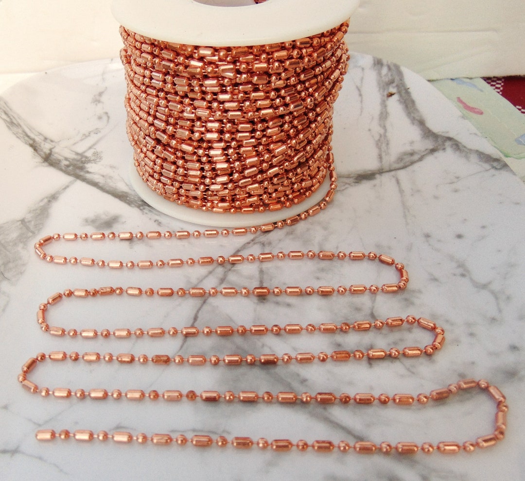 Bulk COPPER CHAIN 2.4mm Ball + Bar / #3 Size ~ Pick Lengths 5 Feet, 10 ...