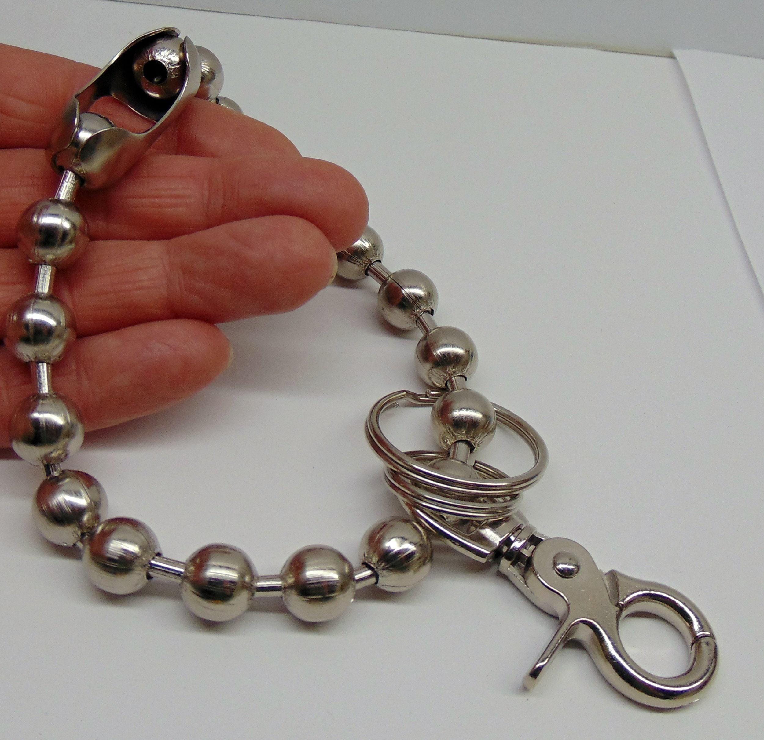 Chunky BALL Chain Key Ring W/ Heavy Duty Trigger Clasp + 2 Split Rings ...