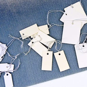 White Price Tags With Elastic String ~ Sturdy Blank Paper Tag to Write ...